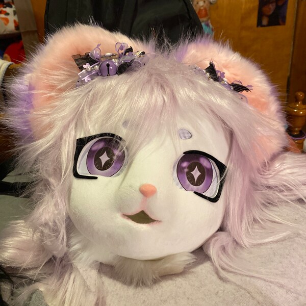 Purple Cat Mask King Cat Mask Furry Cosplay Mask Head , Beast Head ...