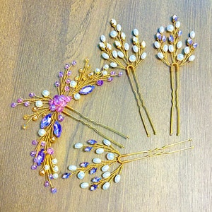 Dark Purple Hair Comb Purple Jewelry Set Amethyst Jewelry Set Purple ...