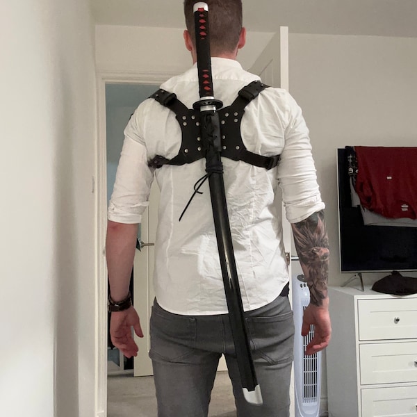 Vertical Leather Back Scabbard With Captain America Style Straps ...