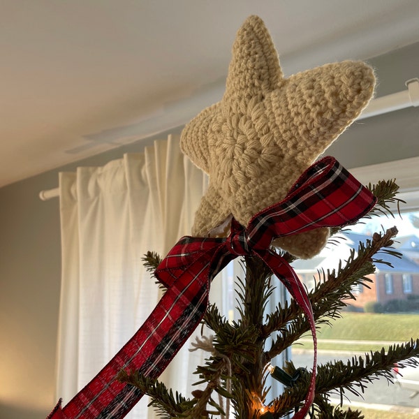 CROCHET PATTERN // Christmas Tree Topper, Crochet Star, Farmhouse Decor ...