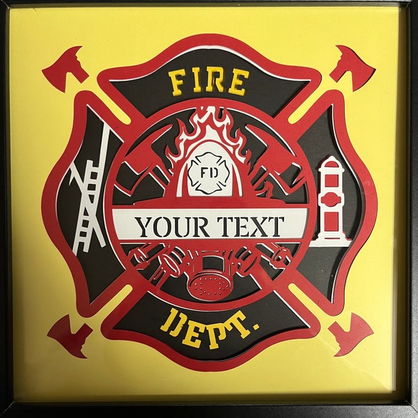 Firefighter Svg Light Box - Fireman Shadow Box - Firefighter 3D Paper ...
