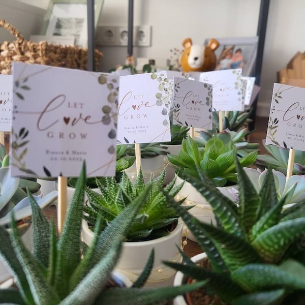 Let Love Grow Tag Template, Greenery Wedding Favor Tag, Bridal Shower ...