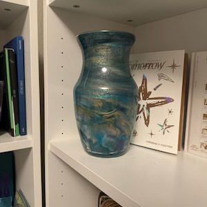 Vase, Vases, Resin, Blue Beauty, Decor, Hand Painted, Geodes Style ...