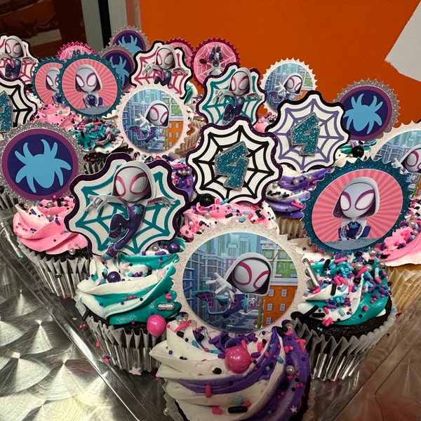Ghost Spider Cupcake Toppers, Spider Gwen Food Toppers, Spidey and ...