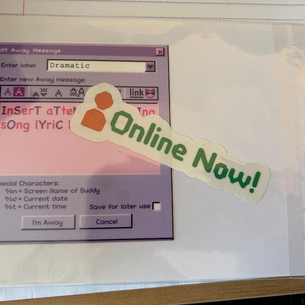 Away Message Sticker. 90s Nostalgia Sticker. Funny Vinyl Sticker. - Etsy