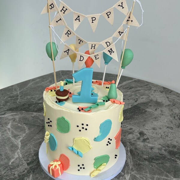 Hessian Cake Topper, Hen Do Cake Bunting, Custom Hen Do, Burlap Cake ...