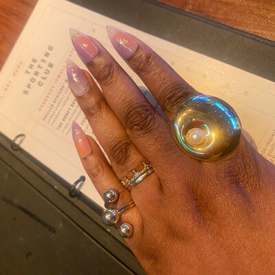 3D Freestyle Almond Goth Press on Nails, Handpainted Luxury Acrylic ...