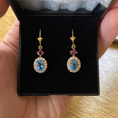 ANTIK RUBY Huge Baroque Pearl Gold / Silver Earrings Stunning Antik ...