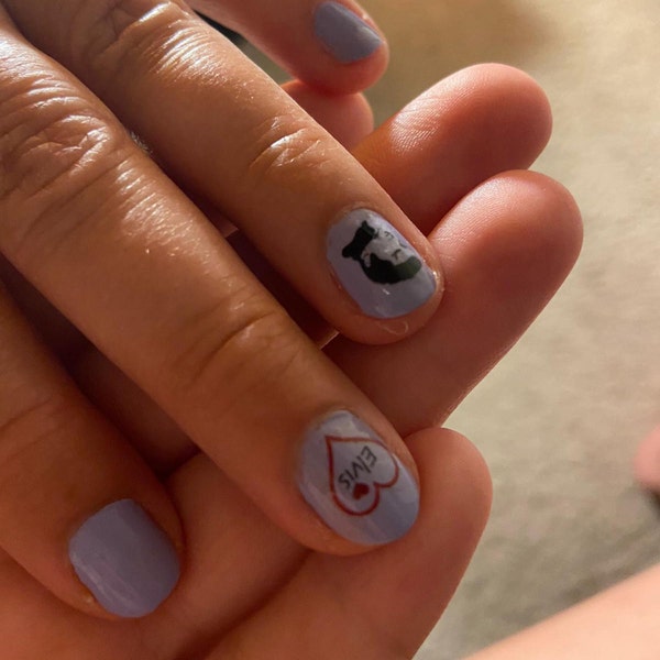 CHARACTER Nail Decals Silhouette Elvis I Love #1 Red Heart Nail Art Set ...