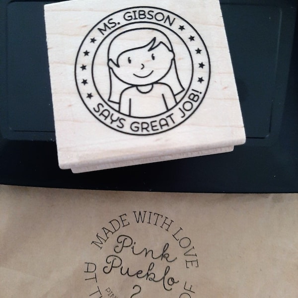 Personalized Female Teacher Rubber Stamp | Custom Classroom Gift for ...