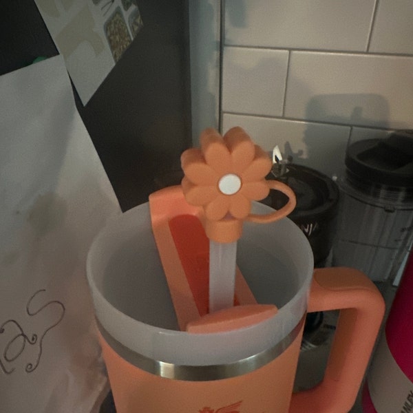 Retro Daisy Tumbler Straw Topper Floral Bottle Straw Cover Silicone ...