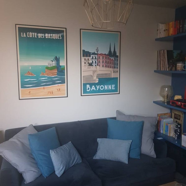 Biarritz Print, Basque Country Wall Art, Côte Des Basques, Biarritz ...