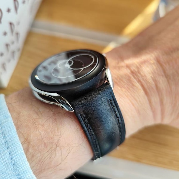 Black Vachetta Leather Watch Strap 24mm, 22mm, 21mm, 20mm, 19mm, 18mm, 17mm, 16mm Watch Strap ...