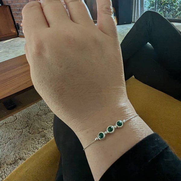 Malachite & Gold Stacker Bracelet | Adjustable Crystal Gold Chain ...