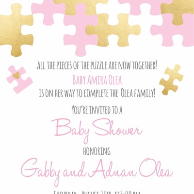 Adoption Baby Shower Invitation Adoption Party Puzzle Invitation Baby ...