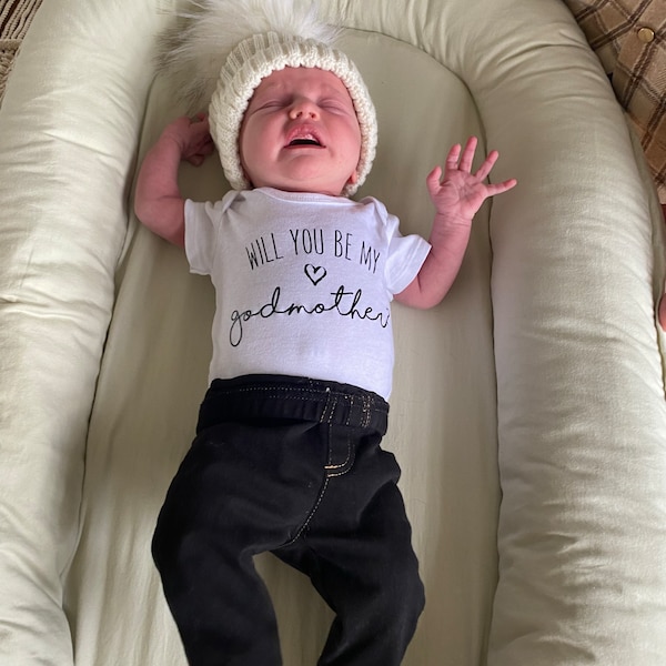 Will You Be My Godmother? Baby Onesie® - Cute Pregnancy Announcement Bodysuit - Godmother Onesie ...