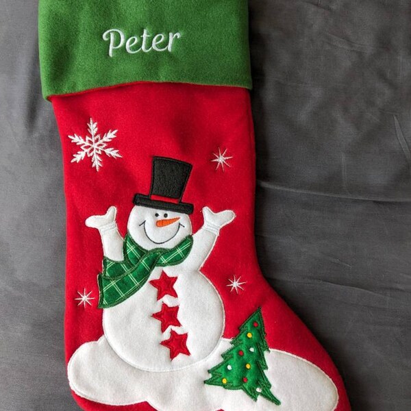 Custom Christmas Stocking - Curly Font - Traditional Design: Santa ...