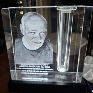 3D Crystal Glass Trophy Laser LED Wooden Small Light Stand Base Display ...