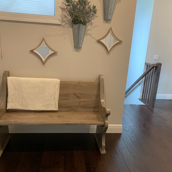 IN STOCK: Limed Oak - Church Pew Bench / Foyer, Entryway Furniture ...