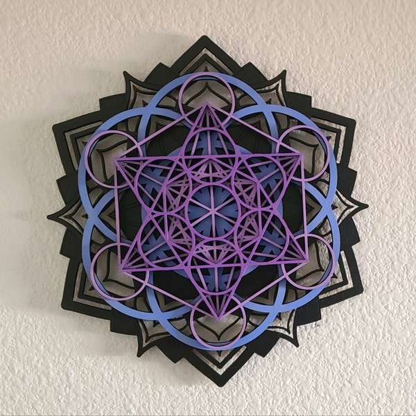 Lotus Mandala, Metatron’s Cube, Seed of Life, Wall Art, Laser Cut ...