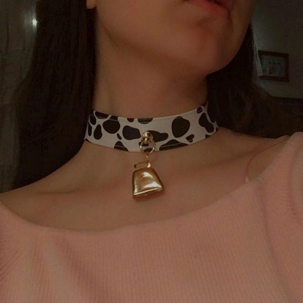 Soft Pleather Cow Chokers With Bell | Custom Printed | MULTI Colors ...