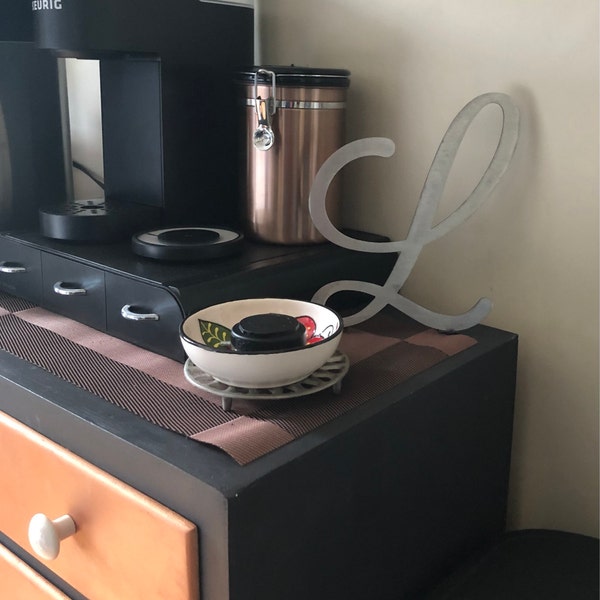 Standing Rustic Metal Script Letter - Personalized Gift - Metal Letter ...