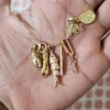 Dainty Gold Rose Charm Flower Rustic Coin Frame Shape Pendant Floral ...