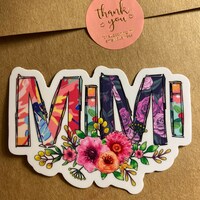 Mimi With Flower Design Waterproof Vinyl Sticker, Water Bottle, Tumble ...