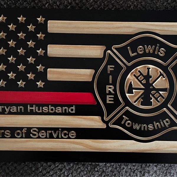 Personalized Fireman Flag, Fire Chief, Wooden Flag, Engraved Flag, Fire ...