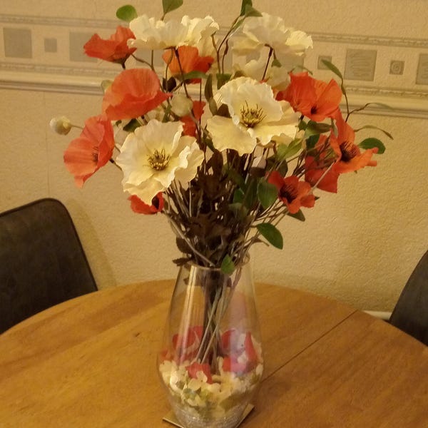Artificial Poppy, Artificial Flowers, White Poppy, White Flowers, Poppy ...