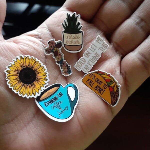 Mini Sticker Pack of 5, Small Stickers for Phone, Planner Stickers ...