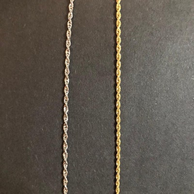 14K White Gold Rope Chain Necklace, 16 18 20 Inch, 1.5mm 2mm Wide, 14K ...