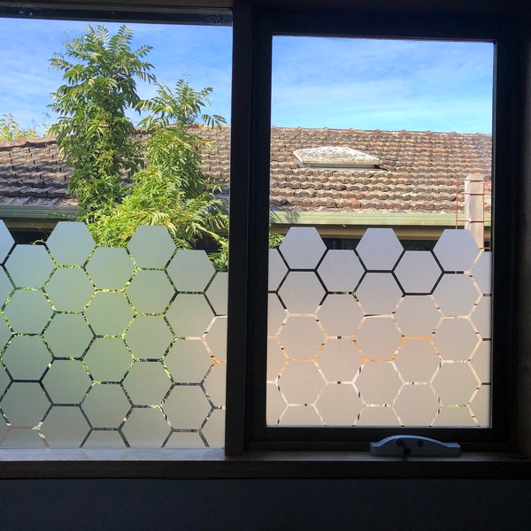 Honeycomb Frosted Window Film, Hexagon Window Decal, Geometric Etched ...