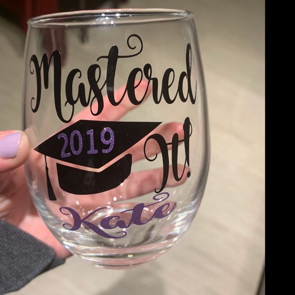 Mastered It Wine Glass, Graduation Gift, Class of 2025, Grad Wine Glass ...