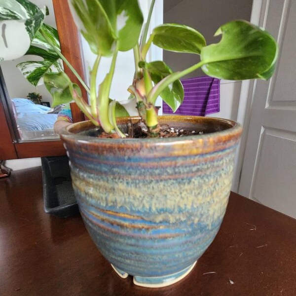 6” Ceramic Planter | Handmade Pottery, Plant Pot, Pink Planter, Orange ...