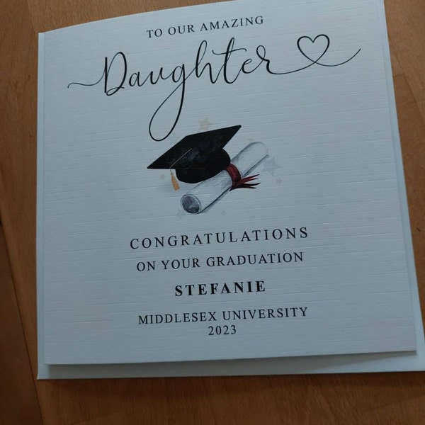 Personalised Daughter Graduation Card- With Cap & Scroll- Name and ...