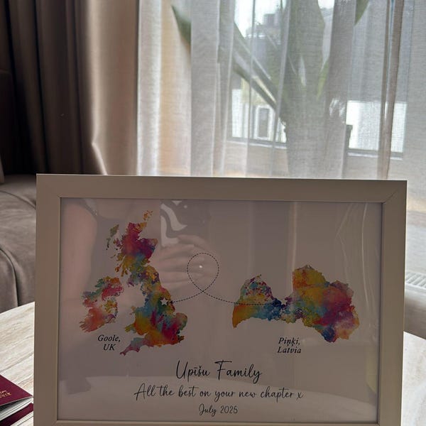Moving Abroad Gift, Personalised Watercolour Style Map Print, Travel ...