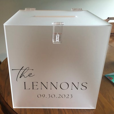 Personalized Name Card Box Wedding Acrylic Card Box With Lock and Key ...