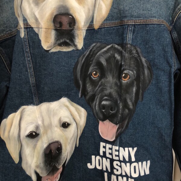 Adult Custom Pet Portrait Hand Painted Denim Jacket - Full Size ...