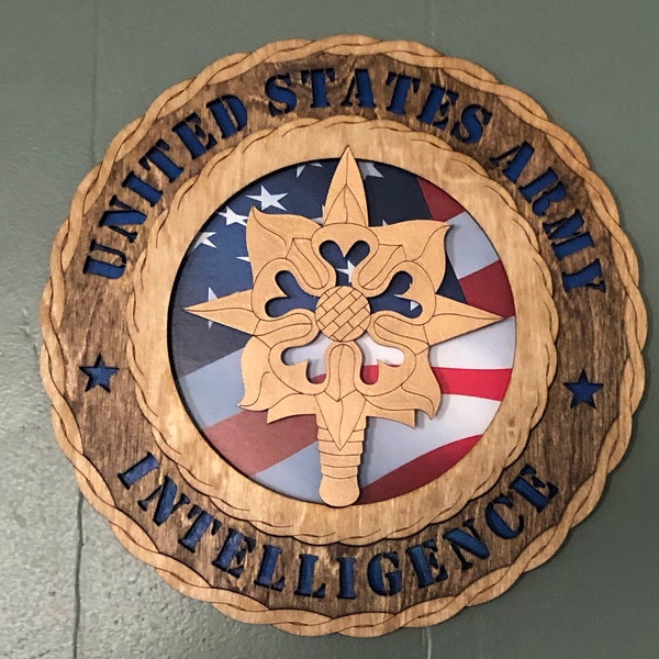 Custom 12" Wood Army Intelligence Wall Tribute - FREE SHIPPING - Etsy