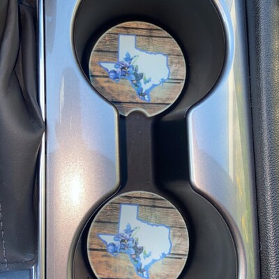 Wooden Texas Bluebonnet Car Coasters set of 2 Rubber or Sandstone Car ...