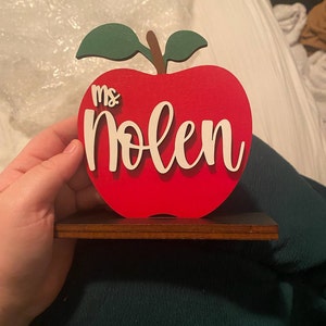 Personalized Apple Name Plate Teacher Name Plate Back to - Etsy