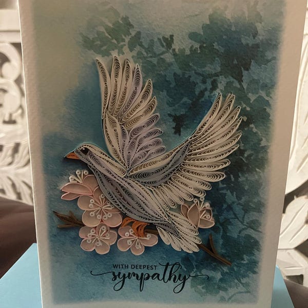 Quilling Dove Sympathy Card, Sympathy Greeting Card With Envelop, Dove ...