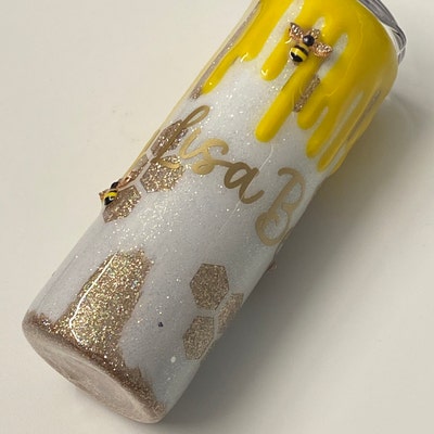 3D Bumble Bee Peekaboo Drip Glitter Tumbler - Etsy