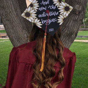 Now the Adventure Begins Grad Cap Topper Graduation Gift Tassel Custom ...