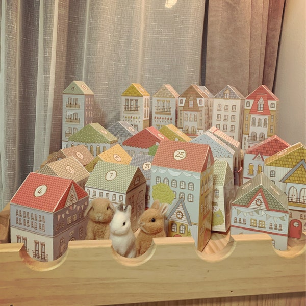 Advent Calendar, Printable Christmas Village Boxes PDF, Countdown to ...