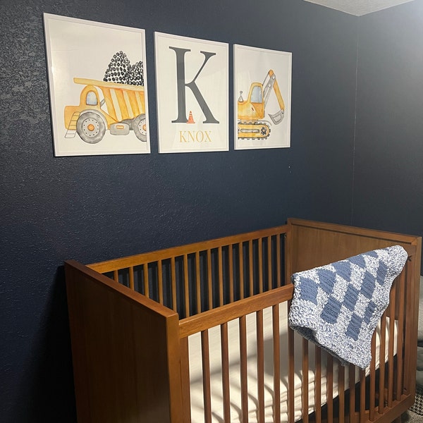 Construction Nursery Prints Dump Truck Wall Art for Baby Boys Room ...
