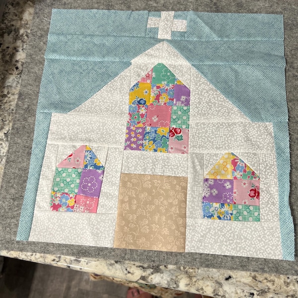Country Church Quilt Block Pattern PDF - Instructions for 6 Inch, 9 ...
