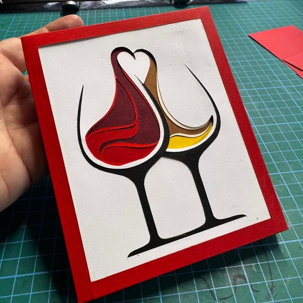 Layered Wine Svg, Red and White Wine, Shadow Box, Paper Cut Files ...