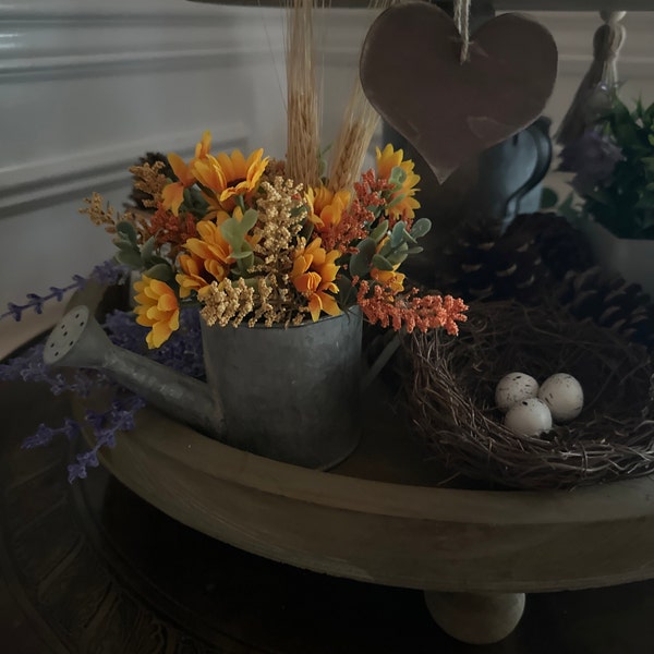 Fall Tiered Tray Floral Arrangement, Fall Farmhouse Home Decor, Fall ...